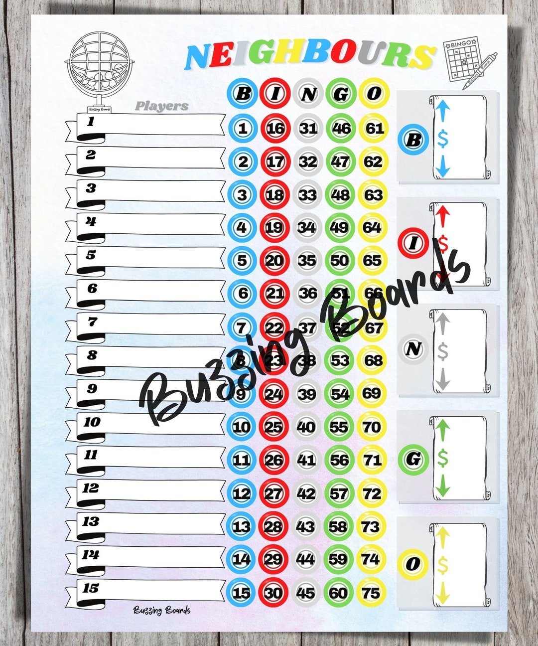 Neighbours Bingo Boards 2 Pdf's (straight and Mixed) , 8.5 X 11 Inches ...