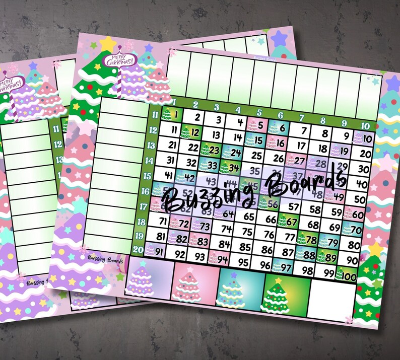 Pastel Christmas Tree Grid Bingo Board, 20 Players, 2 PDF Files, 8.5 X ...