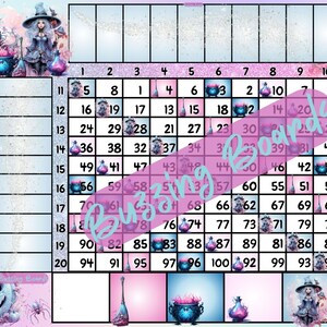 Pastel Witch Bingo Board Grid, 10x10 Grid, 20 Players, 2 PDF Files ...
