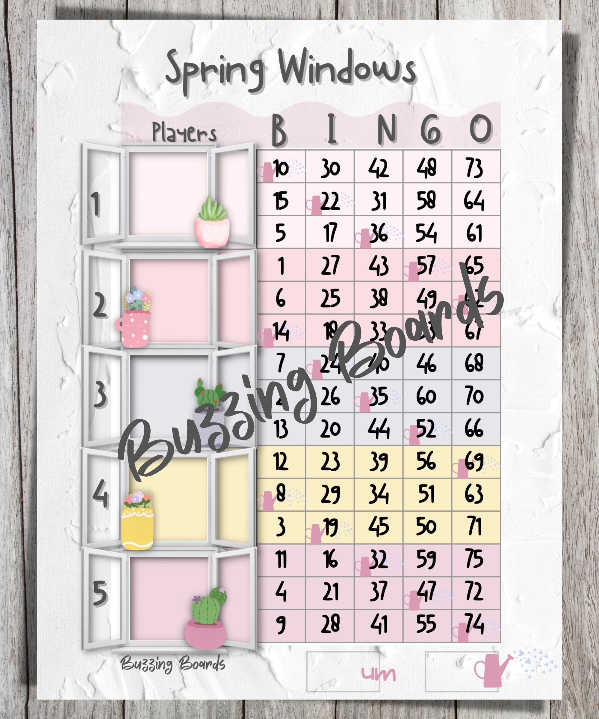 Spring Windows Blocks, Party Party Bingo Boards, 5 Player (straight and ...