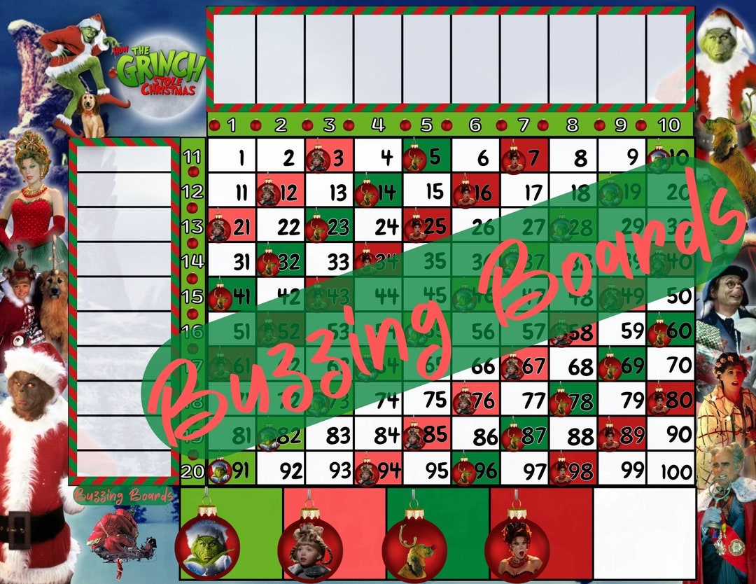 The Grinch Grid, Bingo Board, 20 Players, 1 PDF File, 8.5 X 11 Inches ...