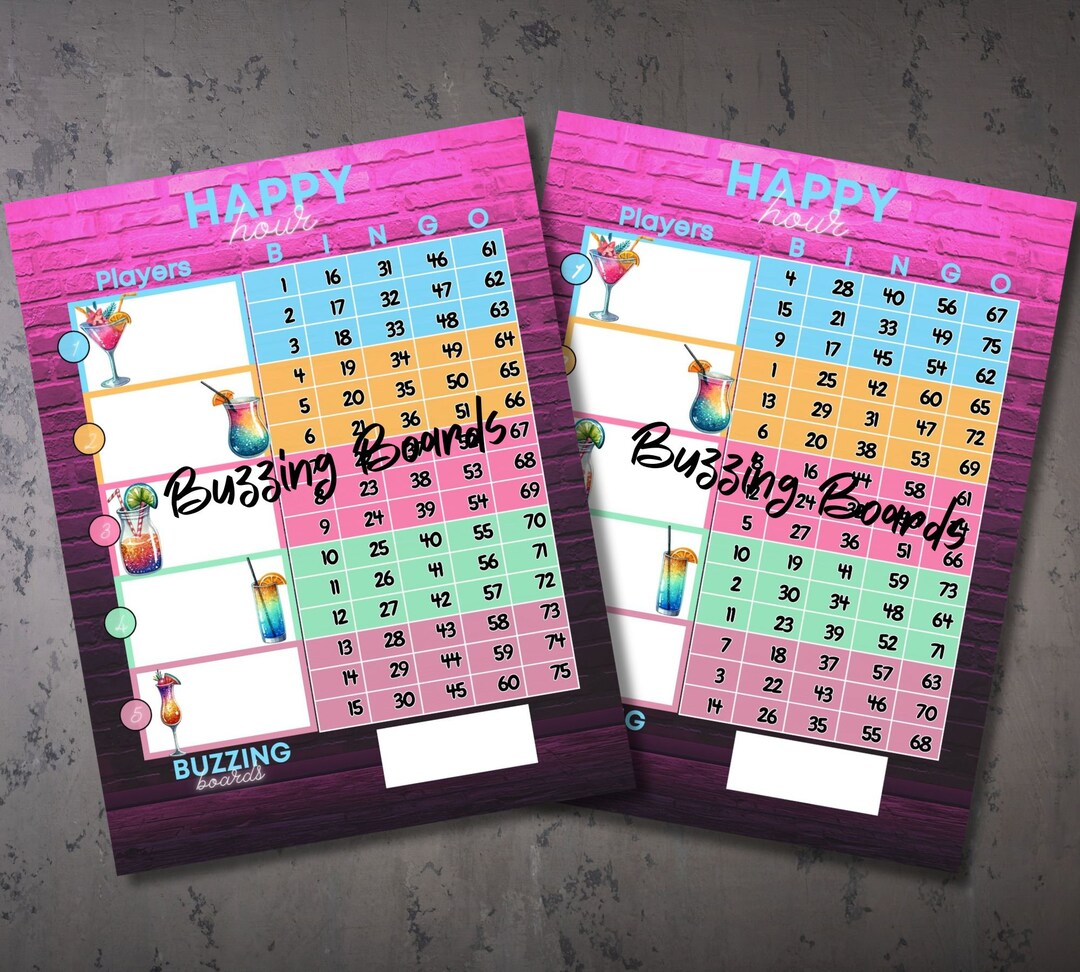 Happy Hour Bingo Block, Block Party Bingo Board, 5 Blocks: 5 Player ...