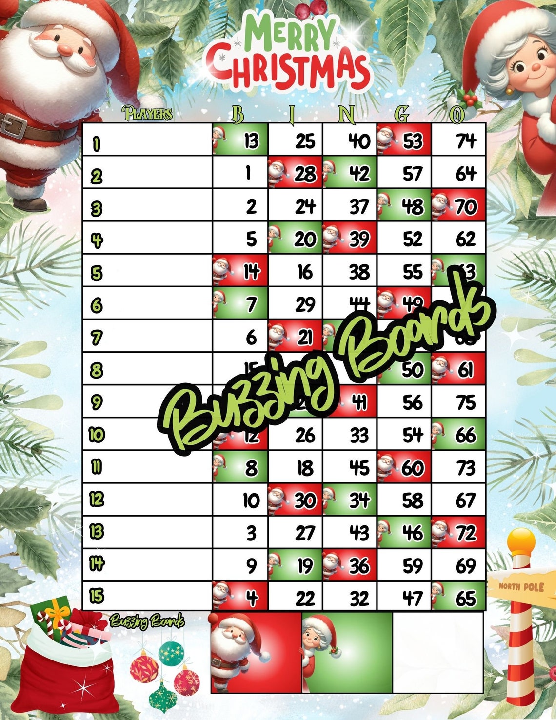 The Clauses Bingo Boards 2 Pdf's (straight and Mixed) , 8.5 X 11 Inches ...