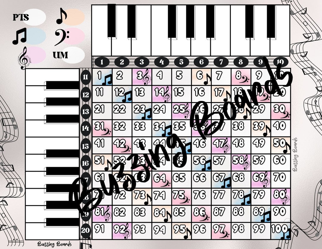 Musical Bingo 10x10 Bingo Bingo Board, 20 Players, 1 PDF File, 11 X 8.5 ...