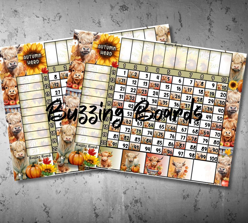 Five Fall Bingo GRID Board Bundle - 20 Lines (1-100 Balls) 5 PDF (mixed ...