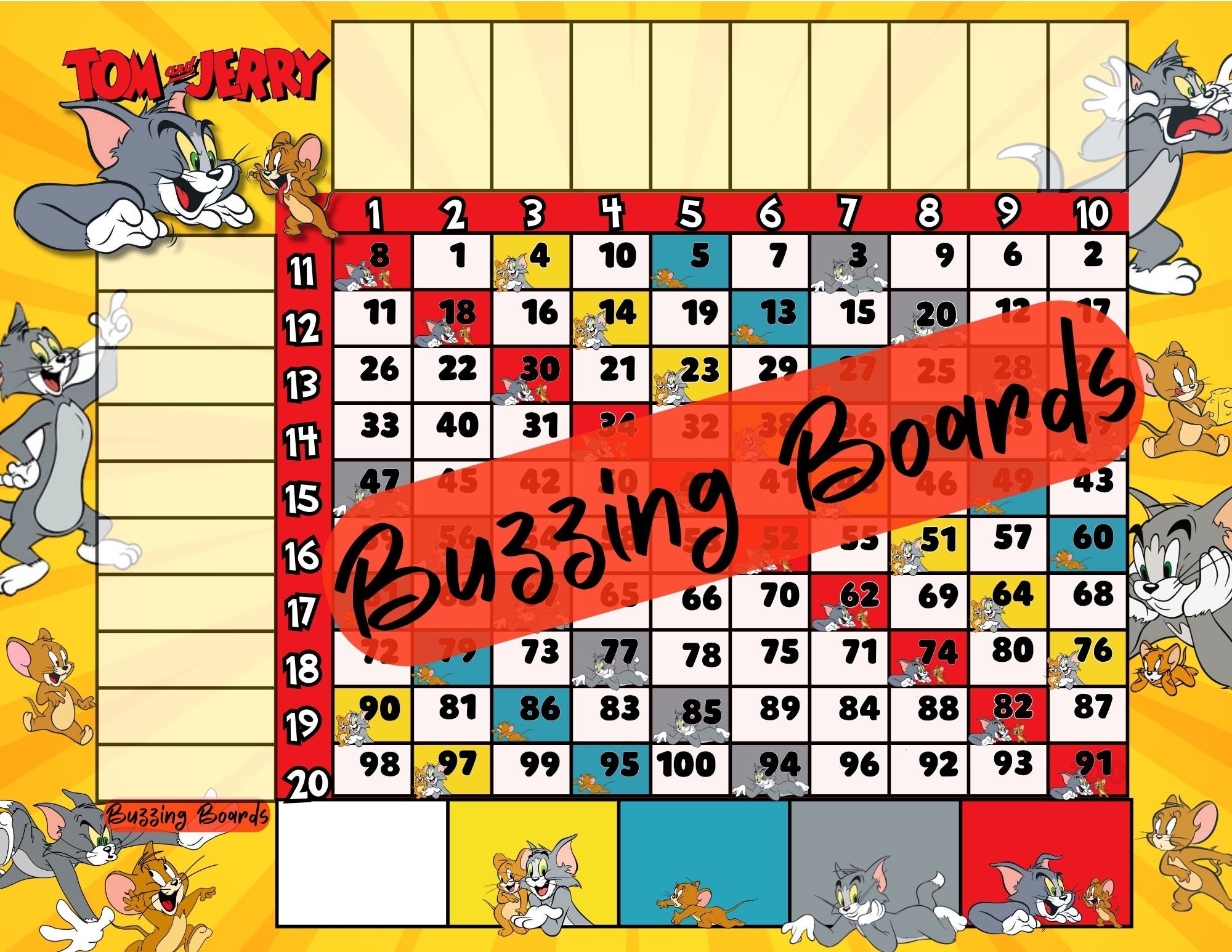 Cute Bingo Grid, 10x10 Grid, 20 Players, 2 PDF Files (straight and ...