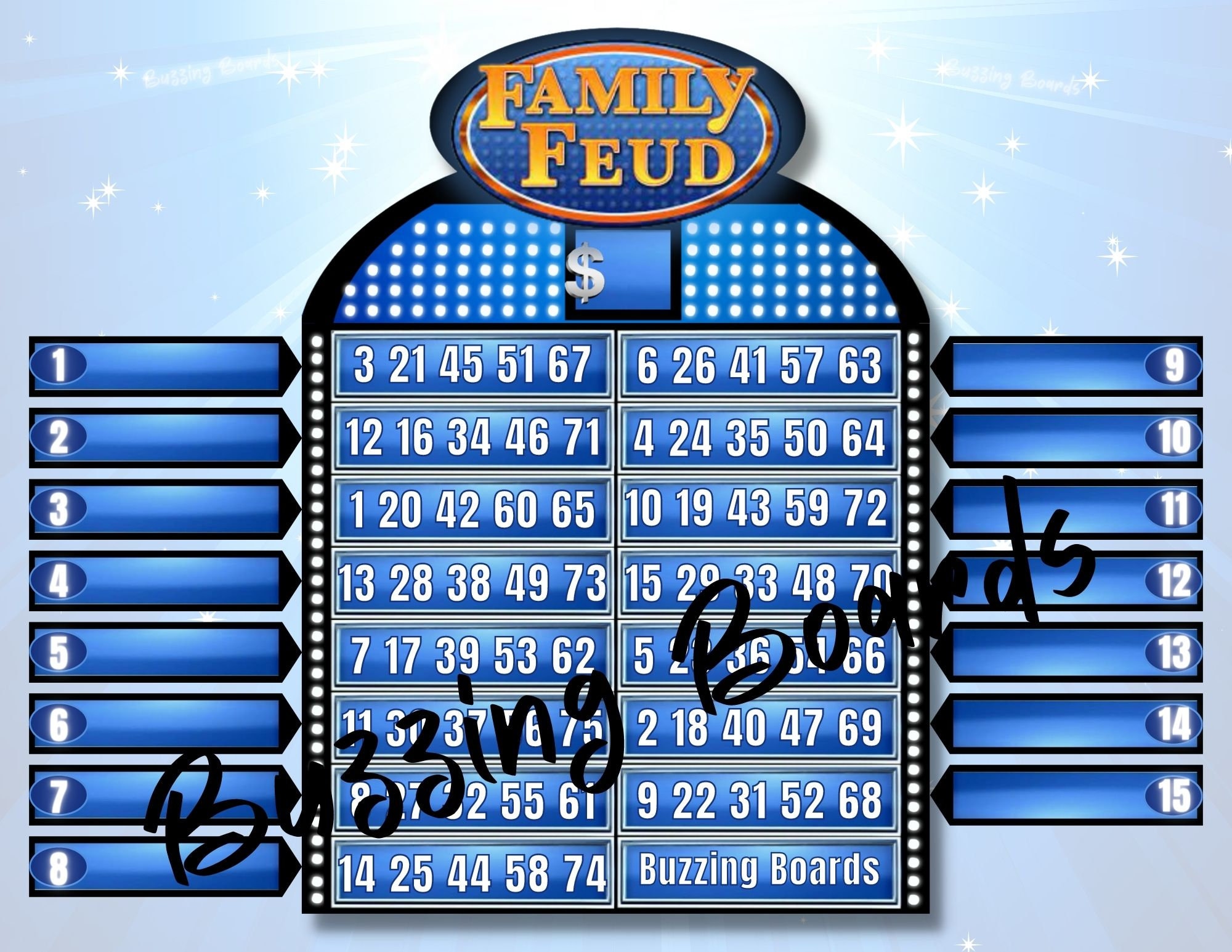 Family Feud Bingo Boards 2 Pdf's (straight and Mixed) , 11 X 8.5 Inches ...