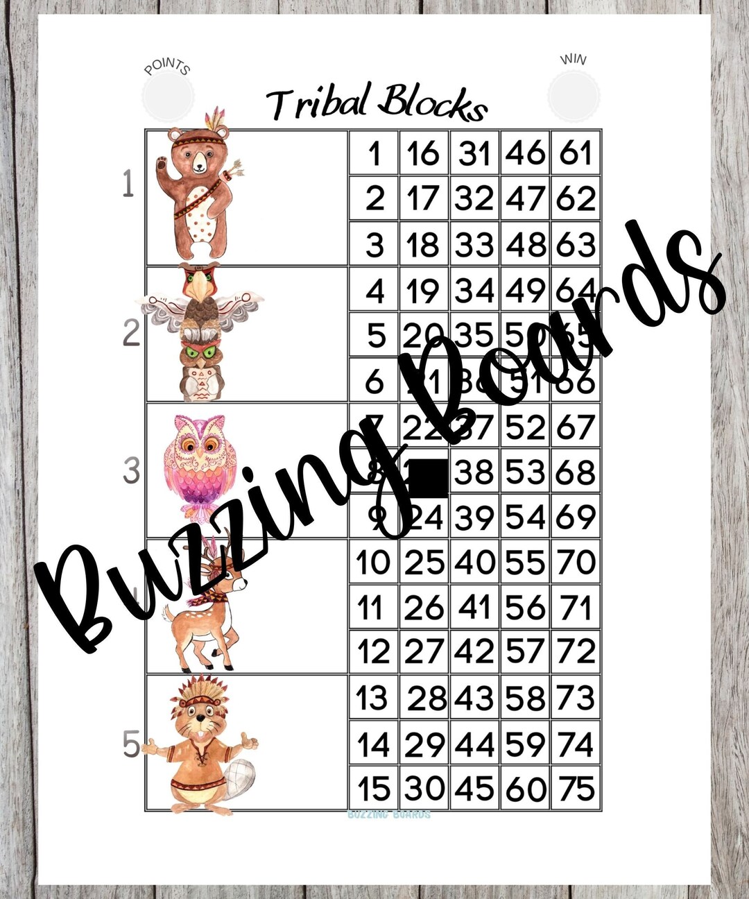Tribal Blocks, Block Party Bingo Boards, 5 Player (straight and Mixed ...