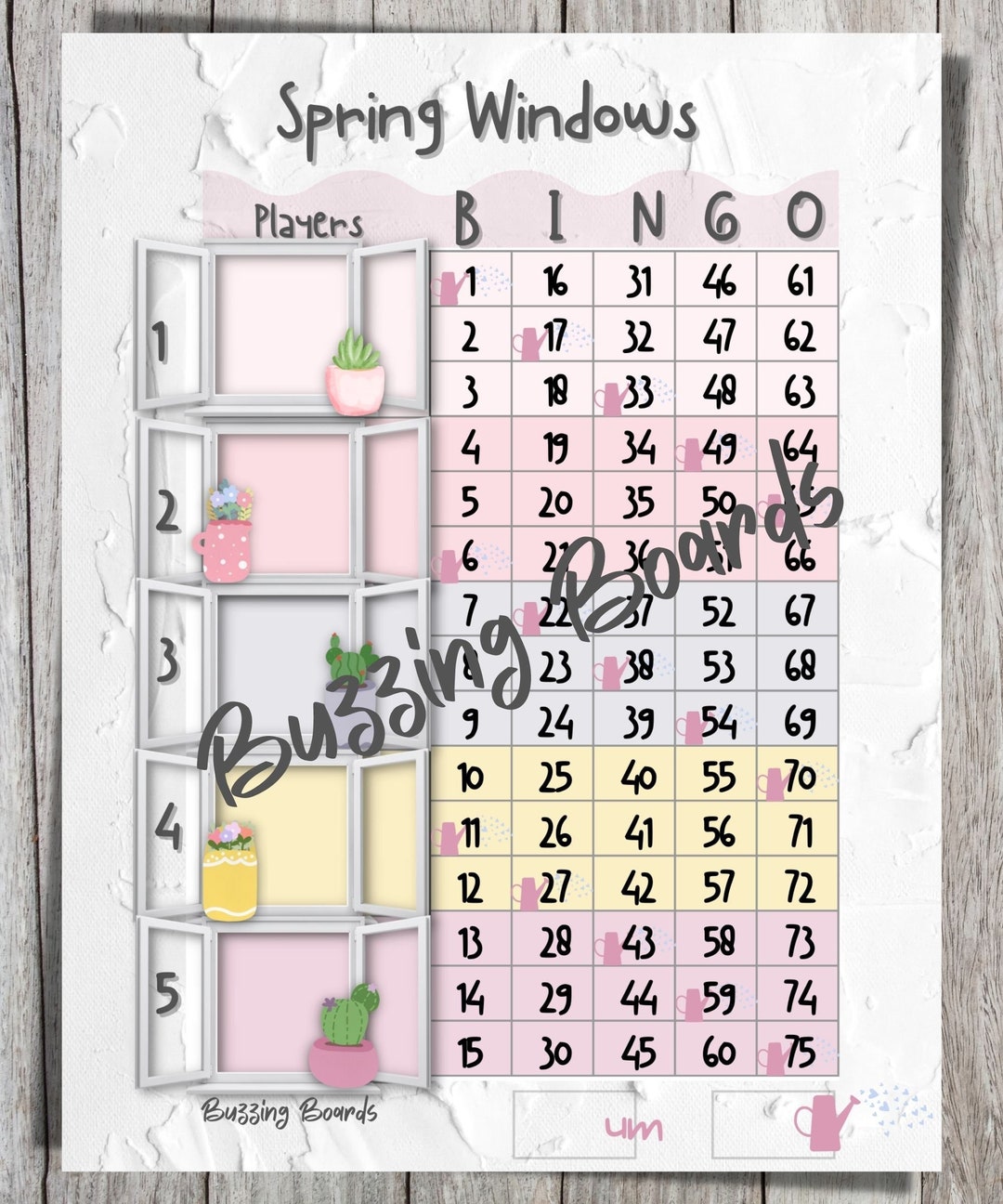 Spring Windows Blocks, Party Party Bingo Boards, 5 Player (straight and ...