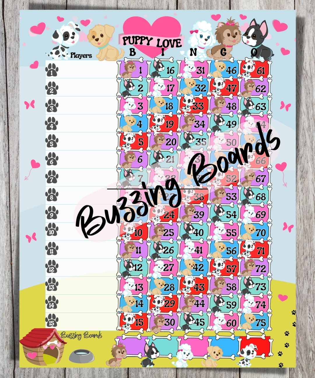 Puppy Love Bingo Boards 2 Pdf's (straight and Mixed) , 8.5 X 11 Inches ...