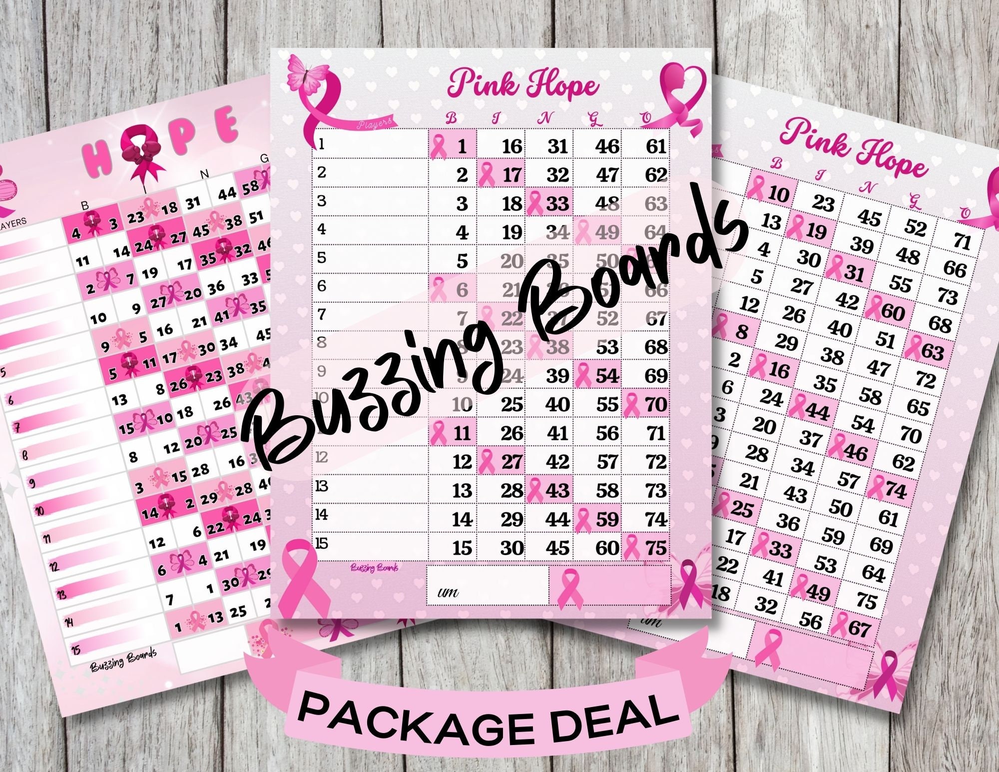 Breast Cancer Awareness Bingo Boards, Package Deal, 3 Pdf's, Hope ...