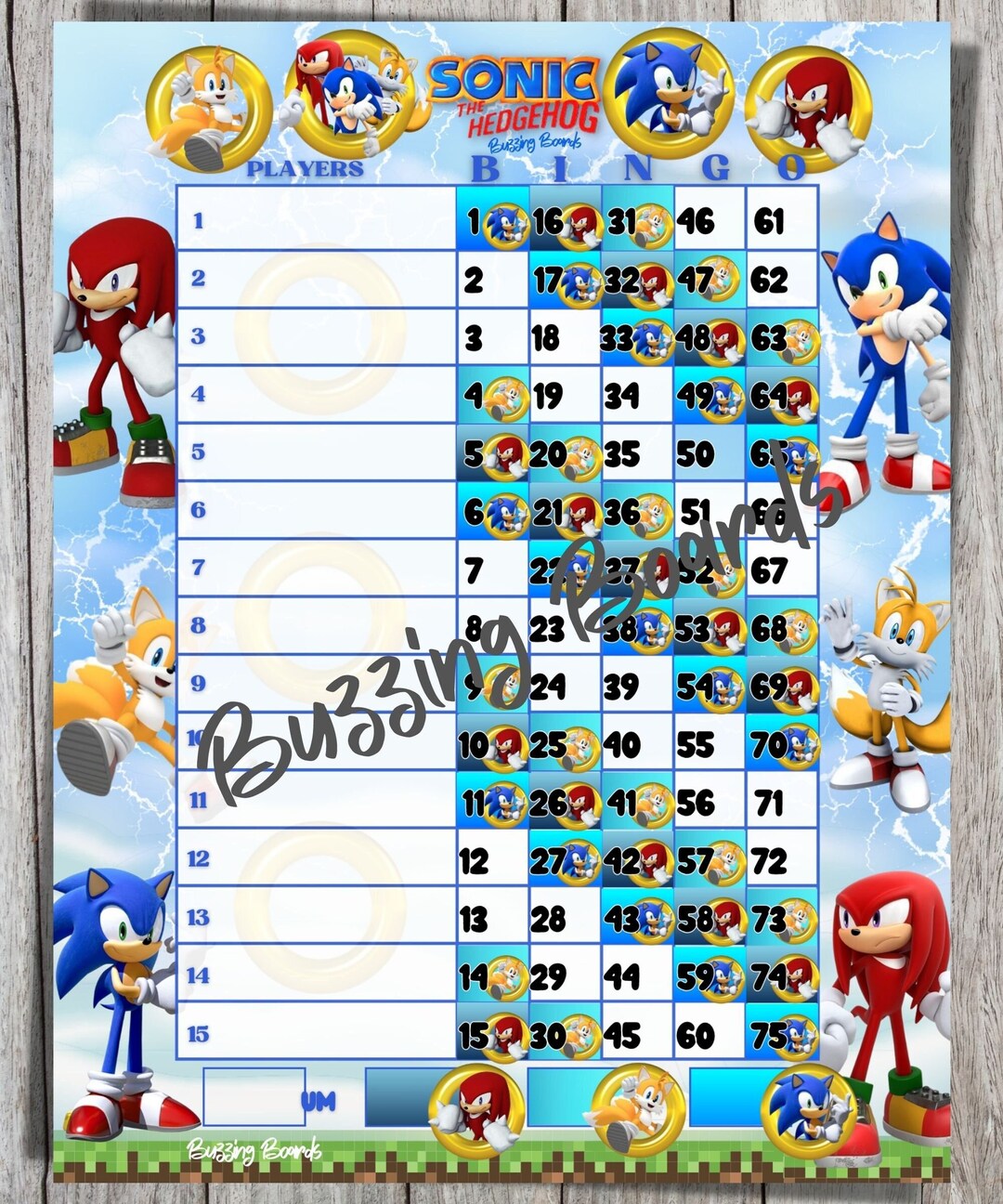 Sonicthe Hedgehog Bingo Boards 2 Pdf's (straight and Mixed) , 8.5 X 11 ...