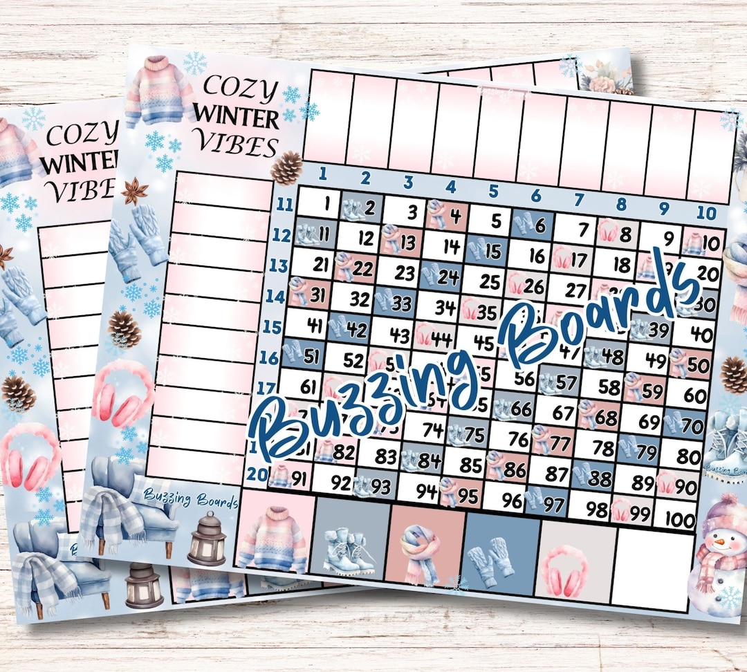 Cozy Winter Vibes Bingo Board Grid, 10x10 Grid, 20 Players, 2 PDF Files ...