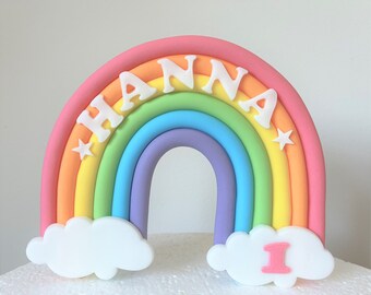 Rainbow Fondant Cake Topper - Etsy
