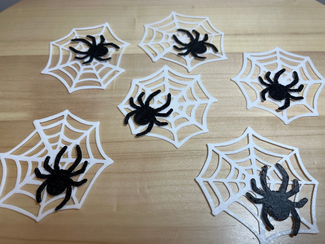 Edible Spiderweb and Spiders Cupcake Toppers. Pre-cut Halloween Wafer ...