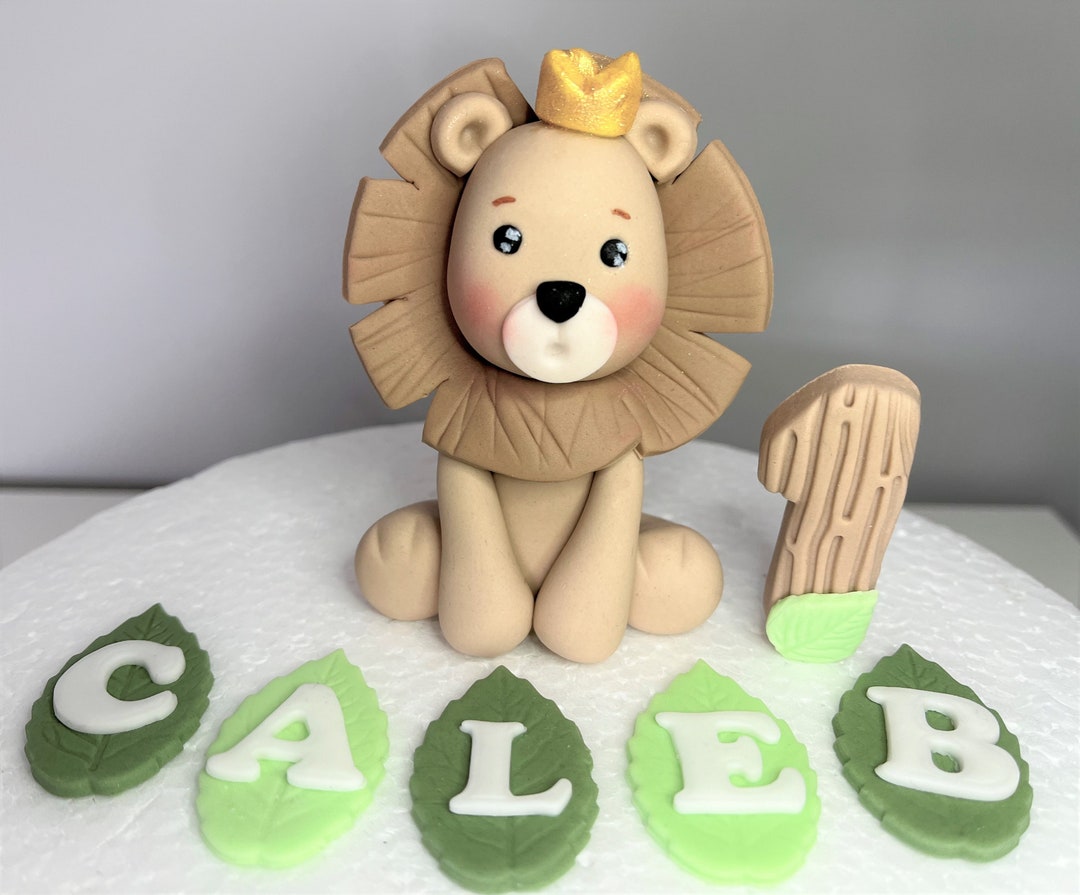 Personalised Fondant Edible Lion. Edible Cake Topper Set. Birthday Baby ...