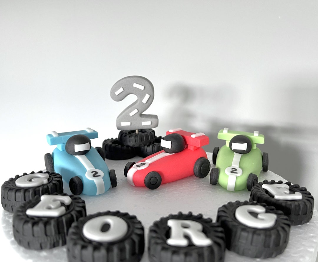 Racing Cars Cake Toppers / Edible Personalised Birthday Fondant Cake ...