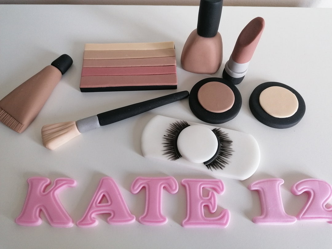 Personalised Make up Set / Fondant Make up Cake Toppers / Birthday Cake ...