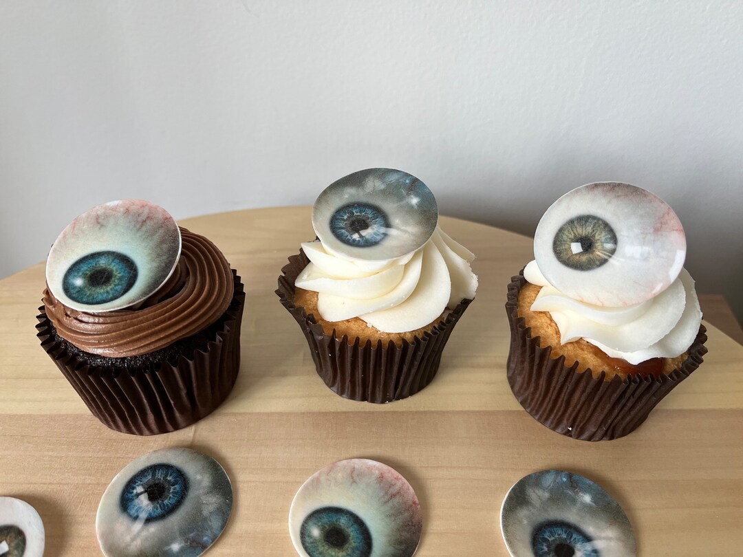 Edible Eyeball Precut Cupcake Topper. Halloween Wafer Paper Decorations ...
