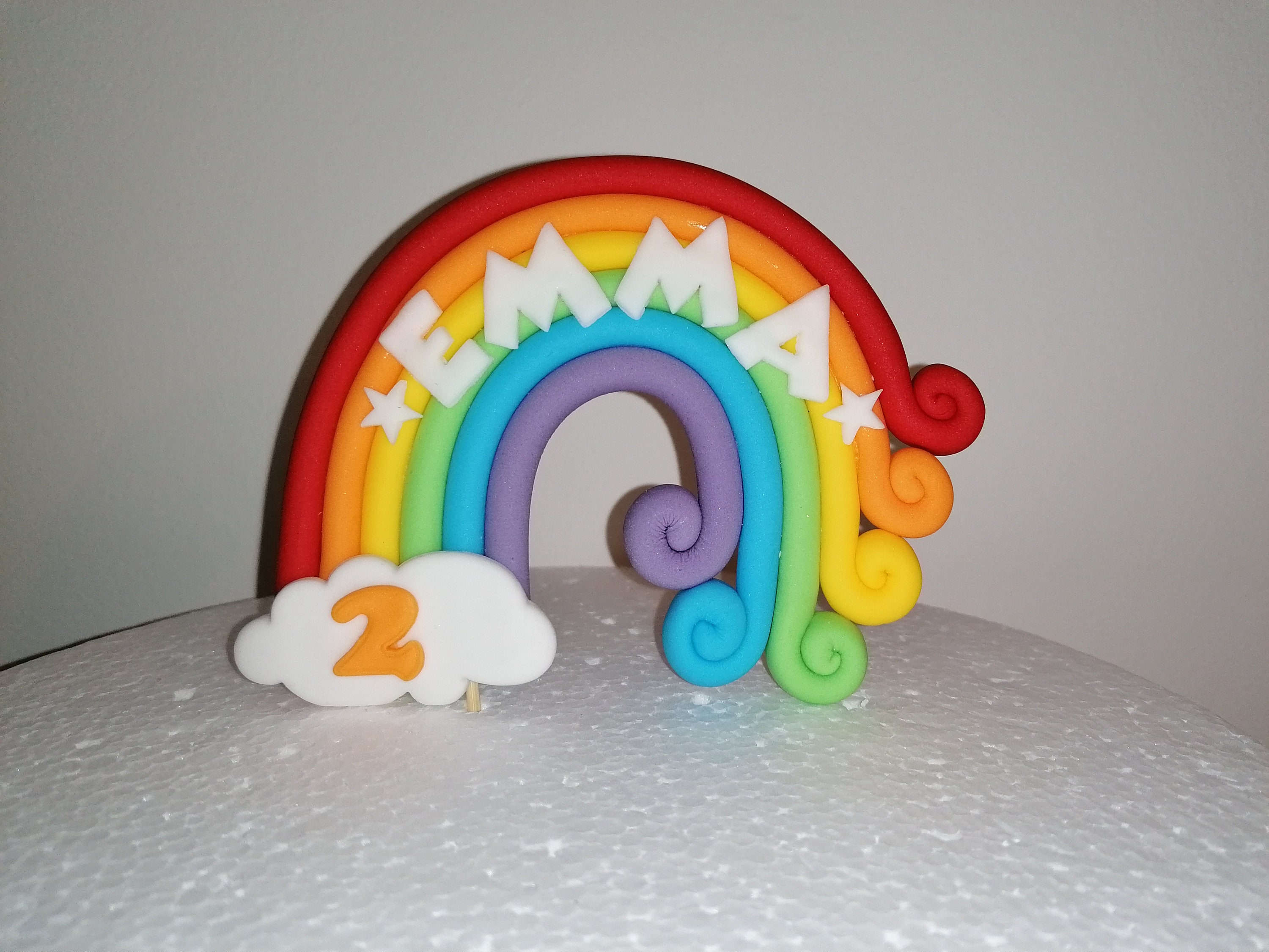 Personalised Rainbow Cake Topper. Rainbow. Rainbow Fondant - Etsy