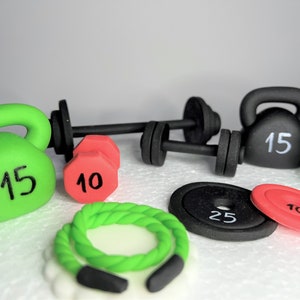 Handmade Edible Gym Themed Cake Topper Weights / Exercise Cake Topper ...