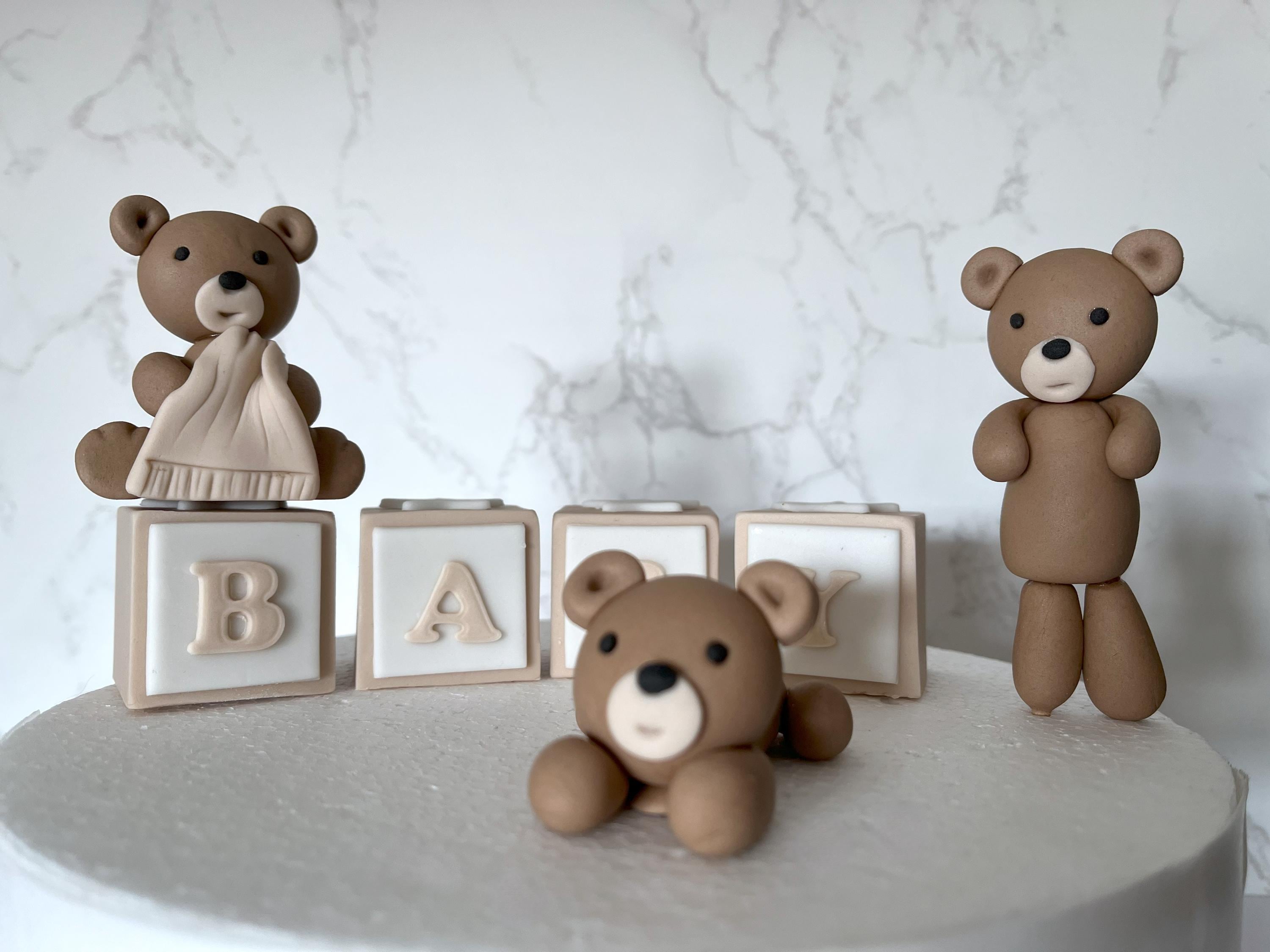 Teddy Bear and ''ABC'' Cubes Edible Cake Toppers / Birthday Baby Shower ...