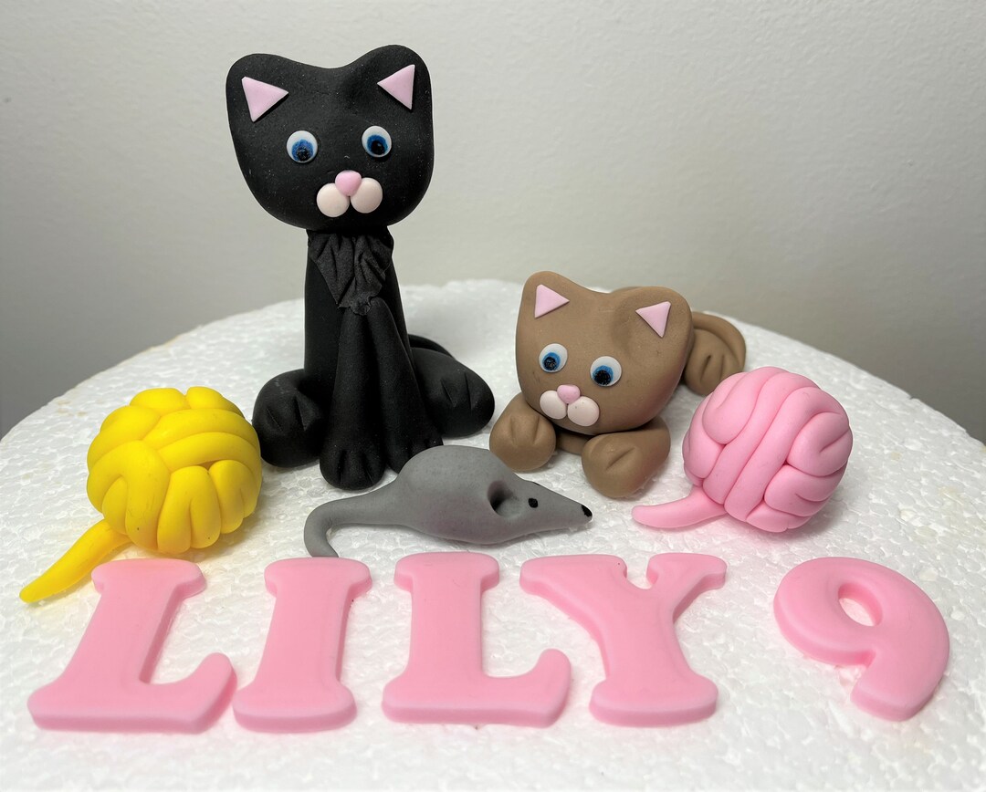Kittens/cats Personalised Fondant Cake Topper Set. Cats Cake - Etsy