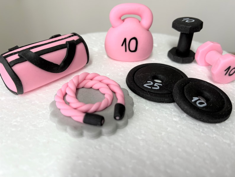 Handmade Edible Gym Themed Cake Topper Weights - Etsy