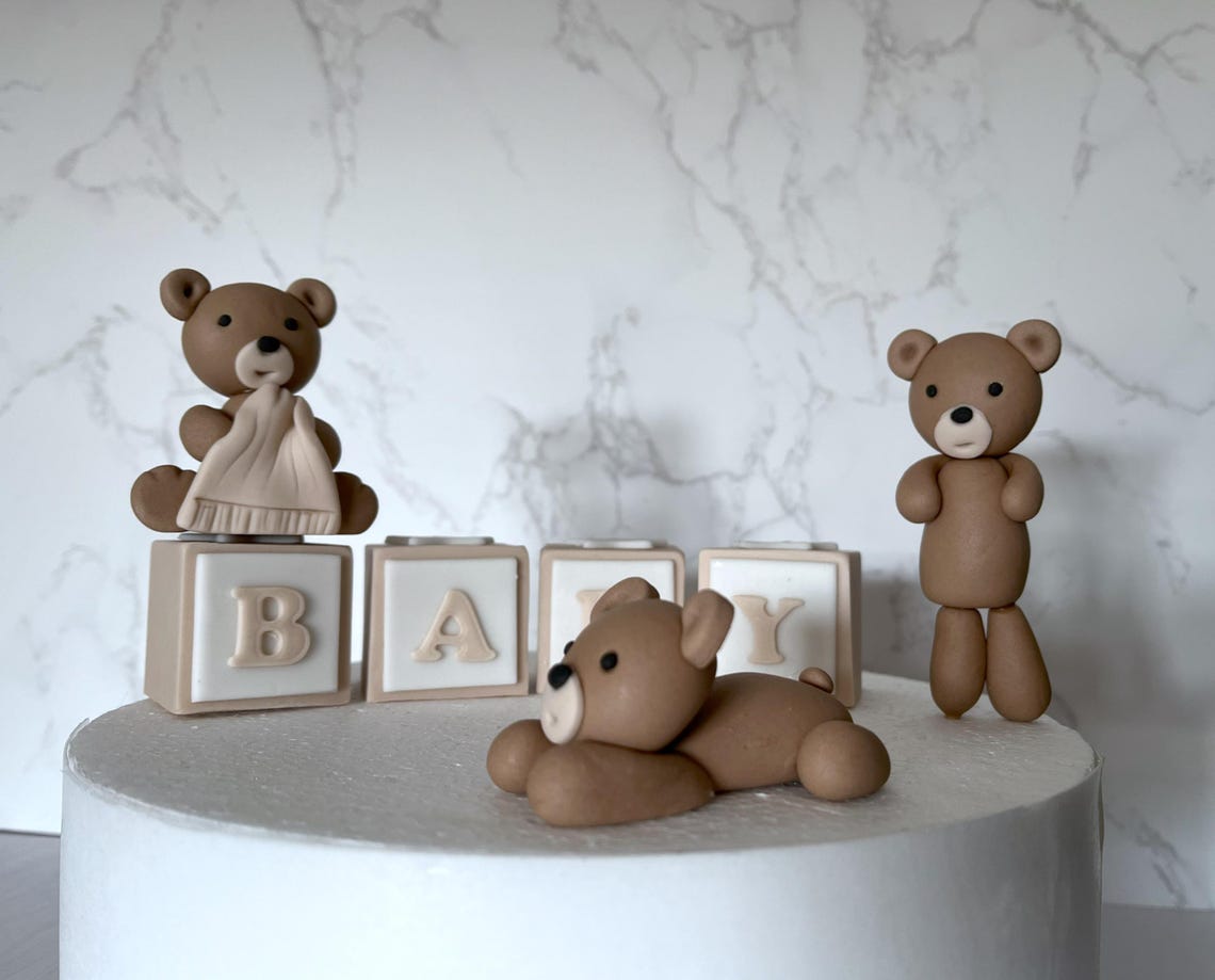 Teddy Bear and ''ABC'' Cubes Edible Cake Toppers / Birthday Baby Shower ...