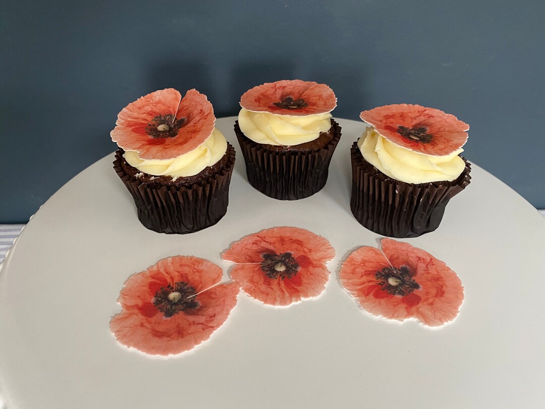 Poppy Edible Wafer Toppers - Cake / Cupcake Decorations - Etsy UK