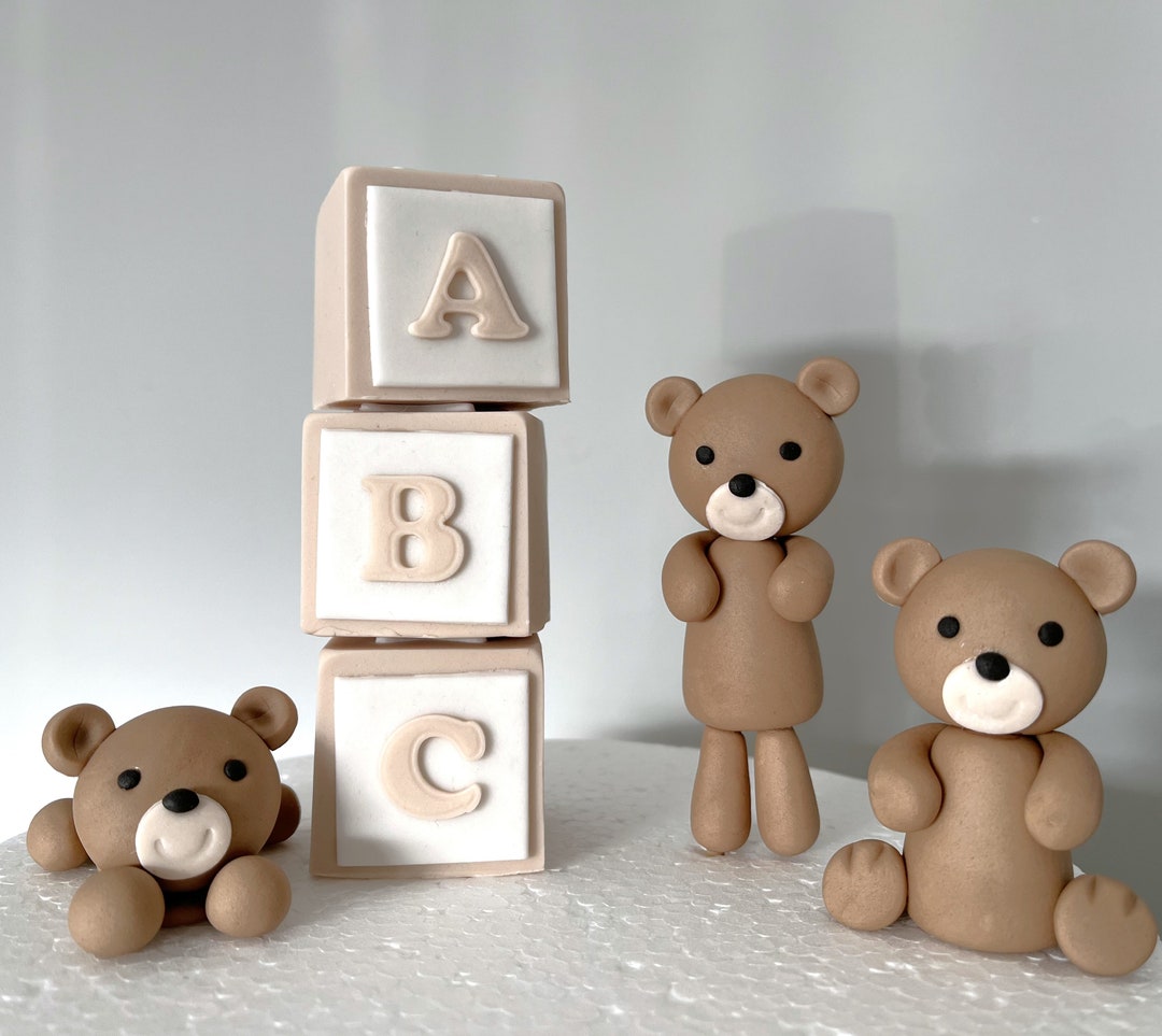 Teddy Bear and ''ABC'' Cubes Edible Cake Toppers / Birthday Baby Shower ...