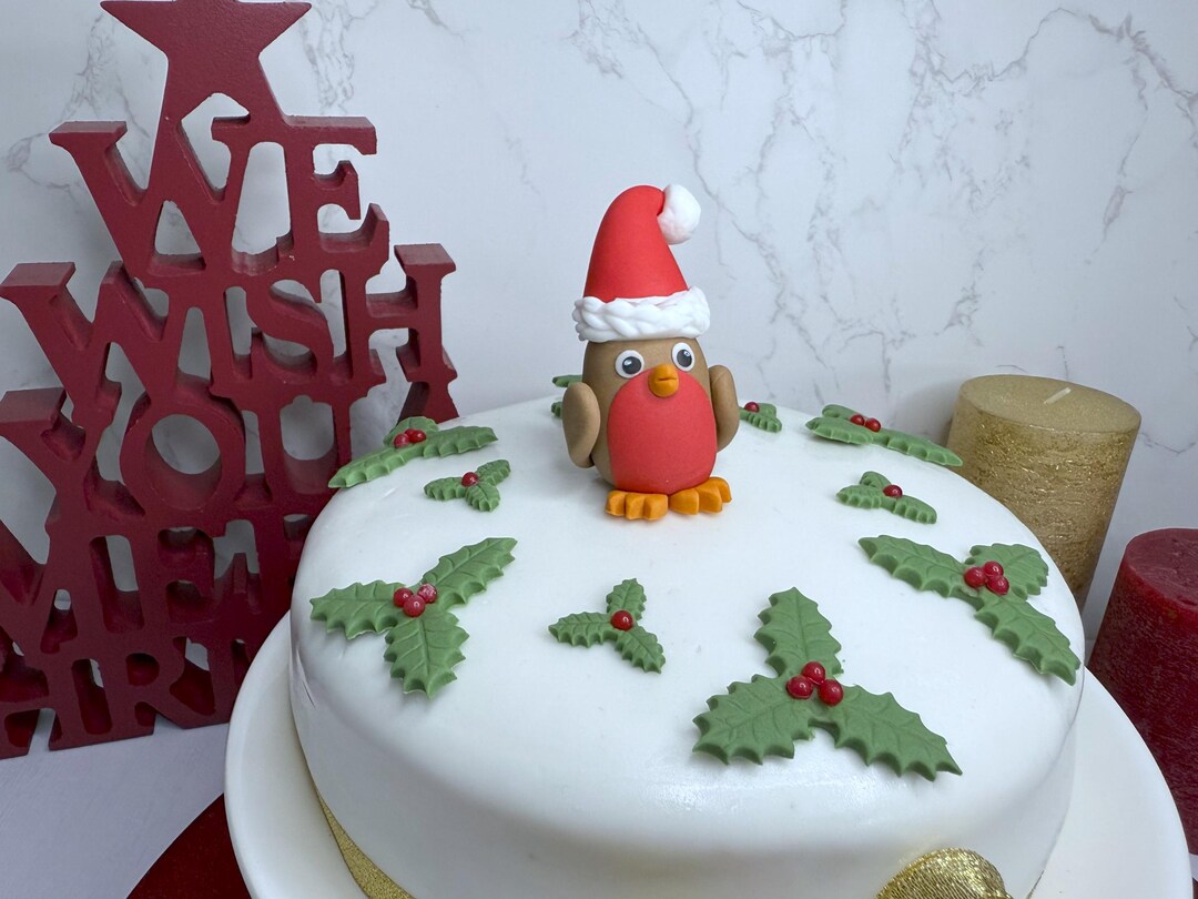 Christmas Robin Handmade Edible Cake Toppers Decoration. Sugar Paste ...