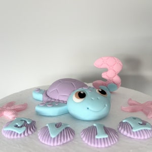 Personalised Sea Turtle Edible Cake Toppers Set / Handmade Cute Turtle ...
