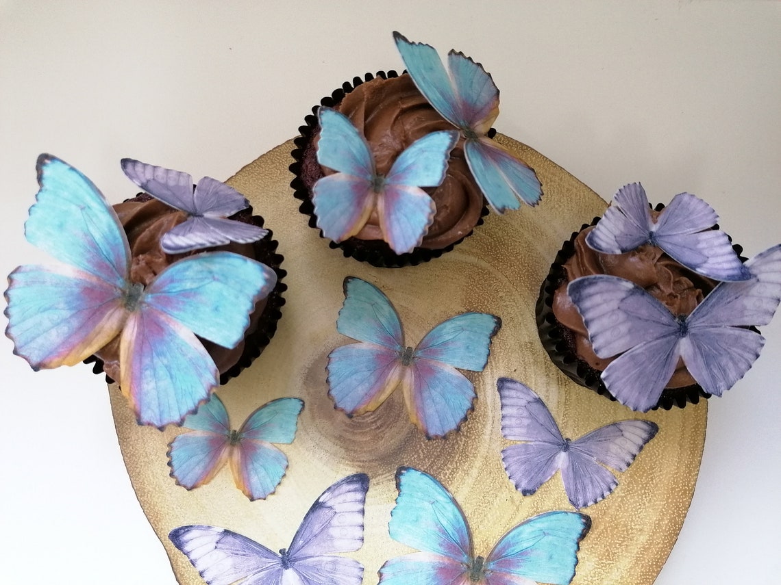 Pre-cut Purple and Blue Realistic Wafer Butterflies Edible - Etsy