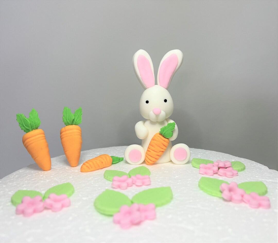 Fondant Rabbit Cake Topper. Easter Cake/birthday Cake Edible Decoration ...