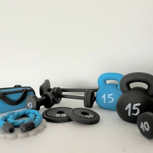 Handmade Edible Gym Themed Cake Topper Weights / Exercise Cake Topper ...