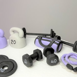 Handmade Edible Gym Themed Cake Topper Weights / Exercise Cake Topper ...