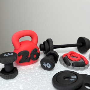Handmade Edible Gym Themed Cake Topper Weights / Exercise Cake Topper ...