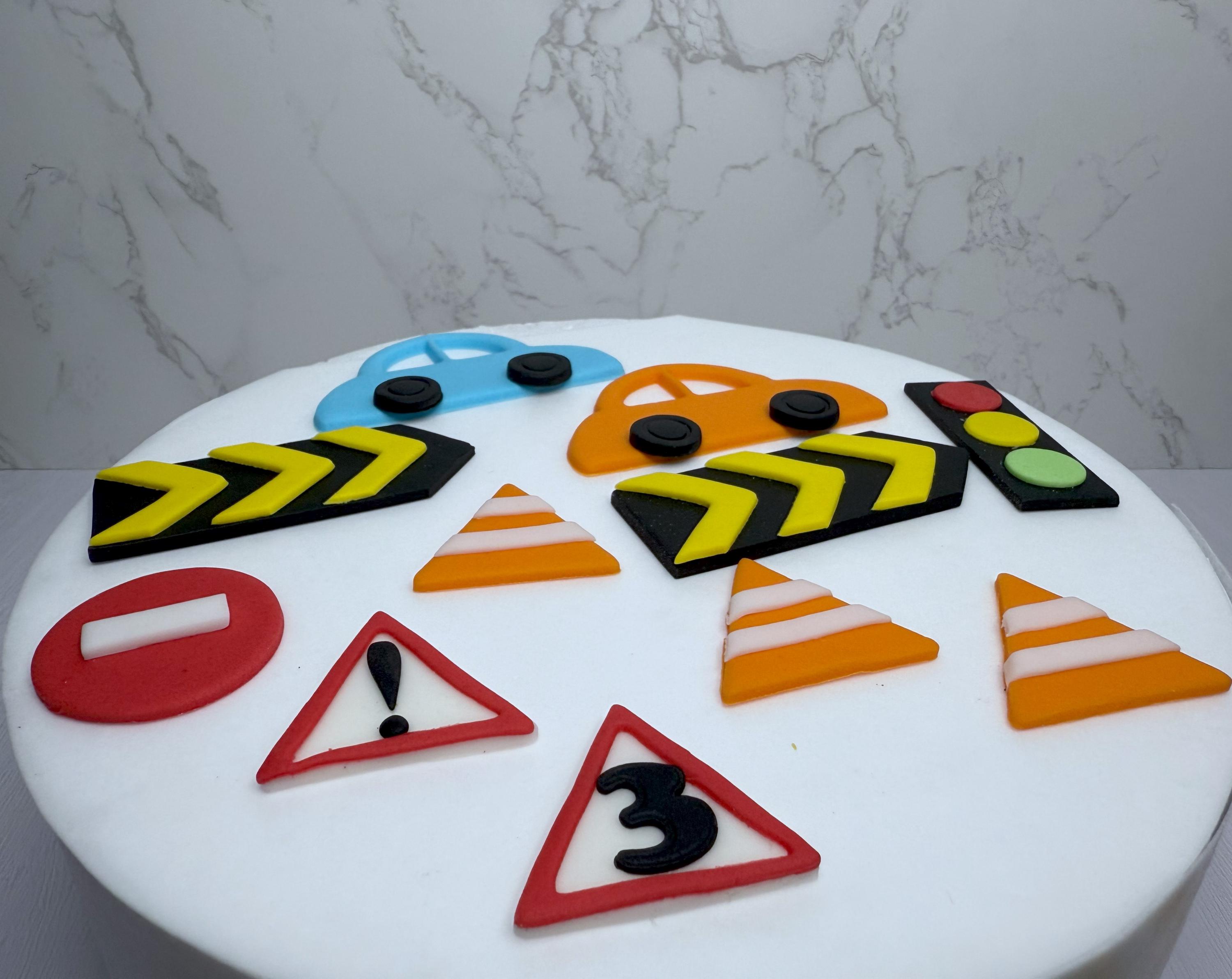 Edible Cake Topper Set. Birthday Cake Decorations. Fondant Road Signs ...