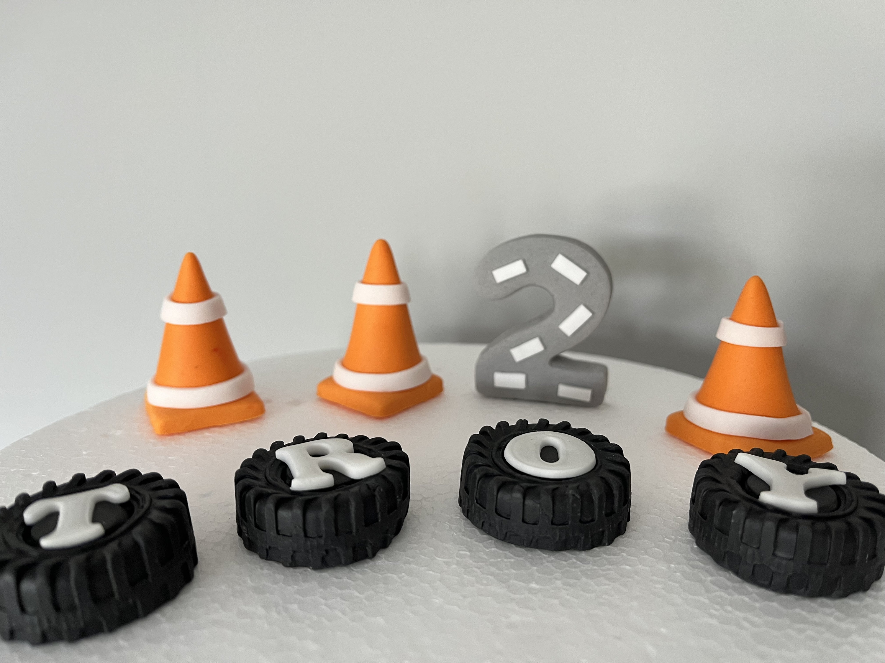 Personalised Car Theme Cake Topper Set / Edible Traffic Cones, Traffic ...