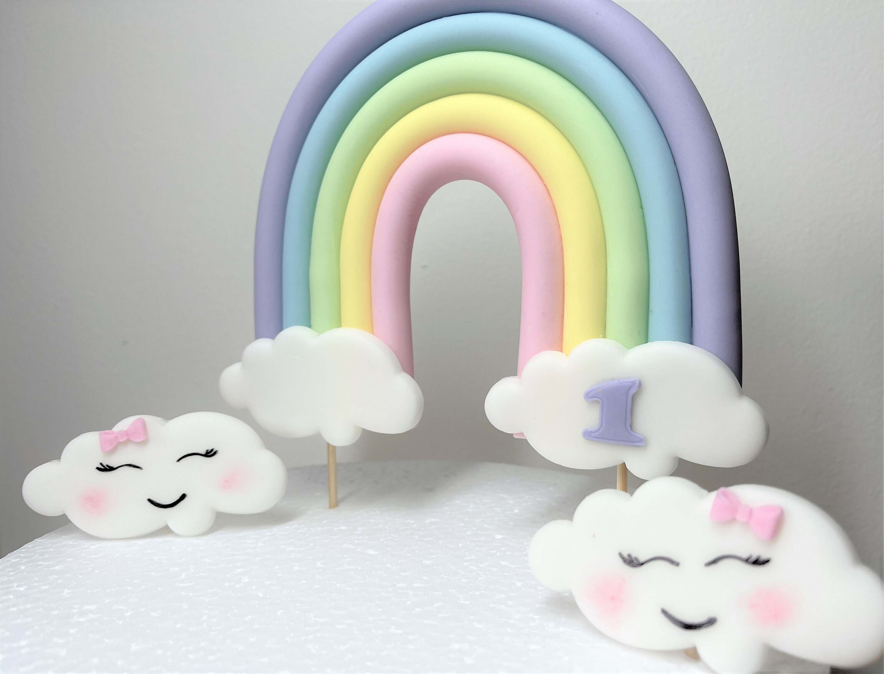 Personalised Rainbow Cake Topper Decoration in Pastel Colours. - Etsy UK