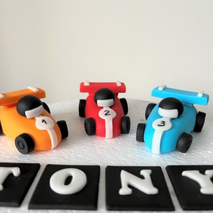 Racing Cars Cake Topper Set, Edible Fondant Car Cake Topper, Racing Car ...