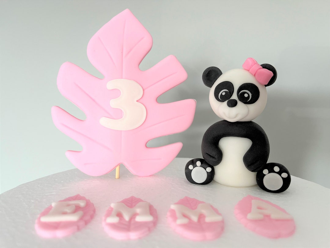 Personalised Edible Handmade Panda Cake Toppers. Girl Fondant Sugar ...