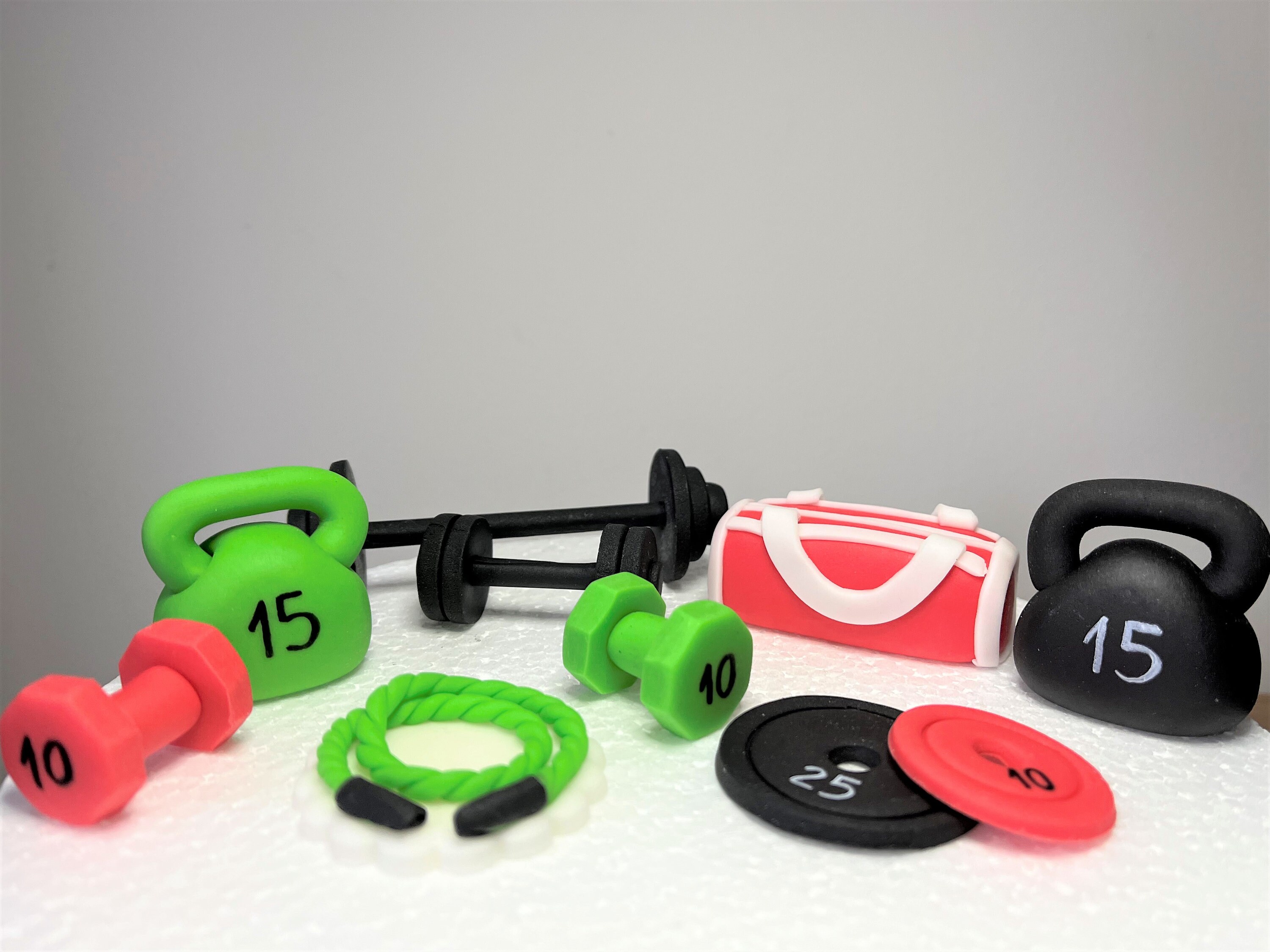 Handmade Edible Gym Themed Cake Topper Weights / Exercise Cake Topper ...