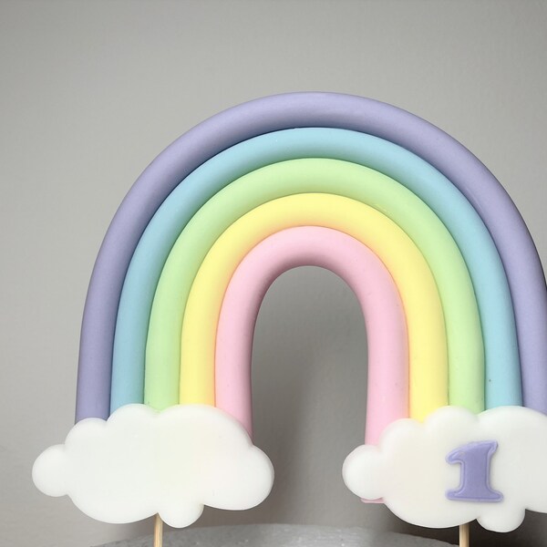 Pastel Rainbow Cake Topper - Etsy