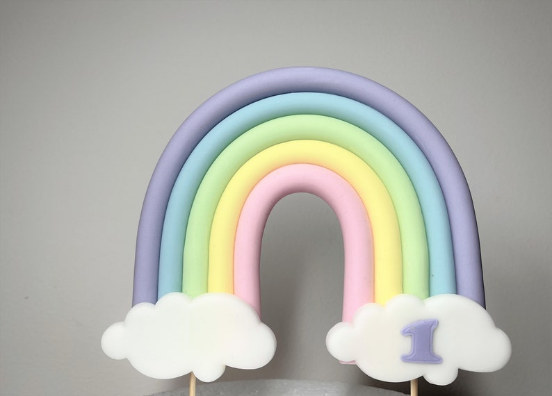 Personalised Rainbow Cake Topper Decoration in Pastel Colours. - Etsy UK