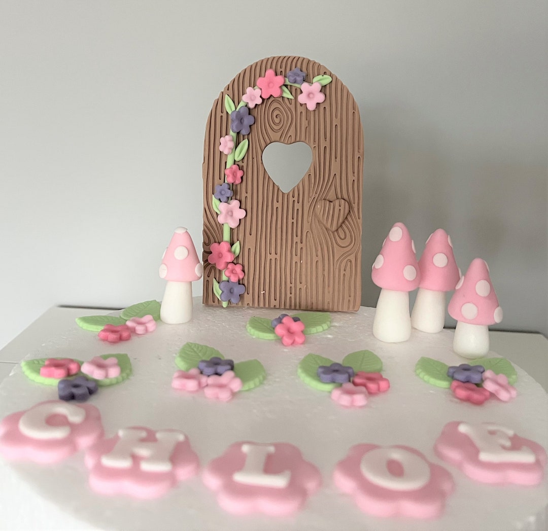 Fairy Garden Cake Topper Set, Personalised Edible Fondant Fairy Cake ...