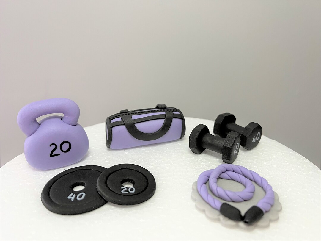 Handmade Edible Gym Themed Cake Topper Weights - Etsy