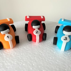 Racing Cars Cake Topper Set, Edible Fondant Car Cake Topper, Racing Car ...