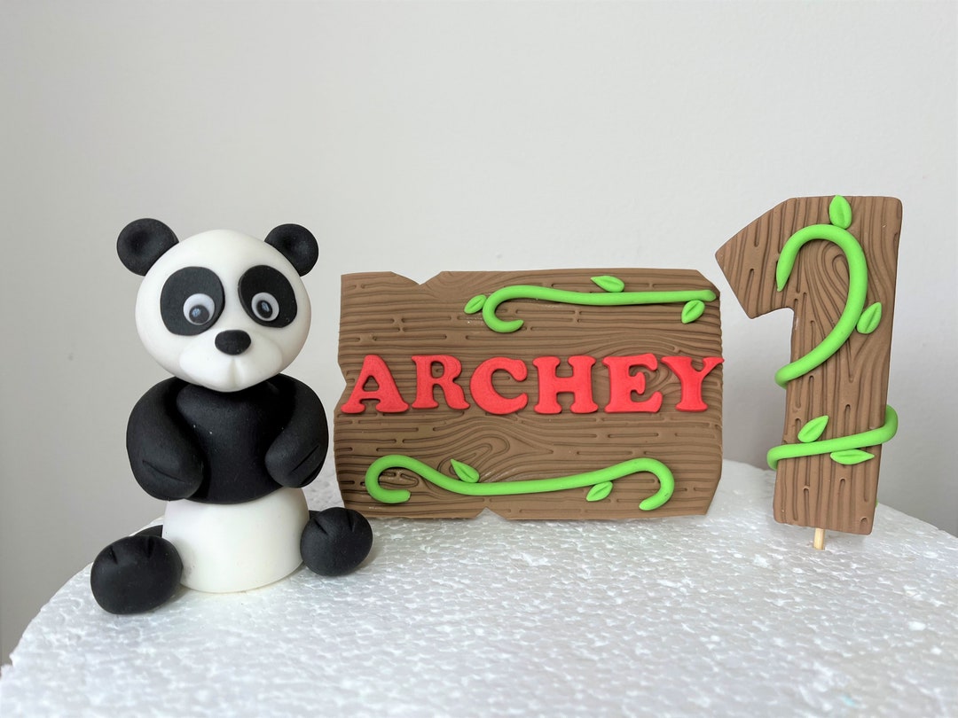 Personalised Edible Handmade Panda Cake Topper. Fondant Sugar Paste ...